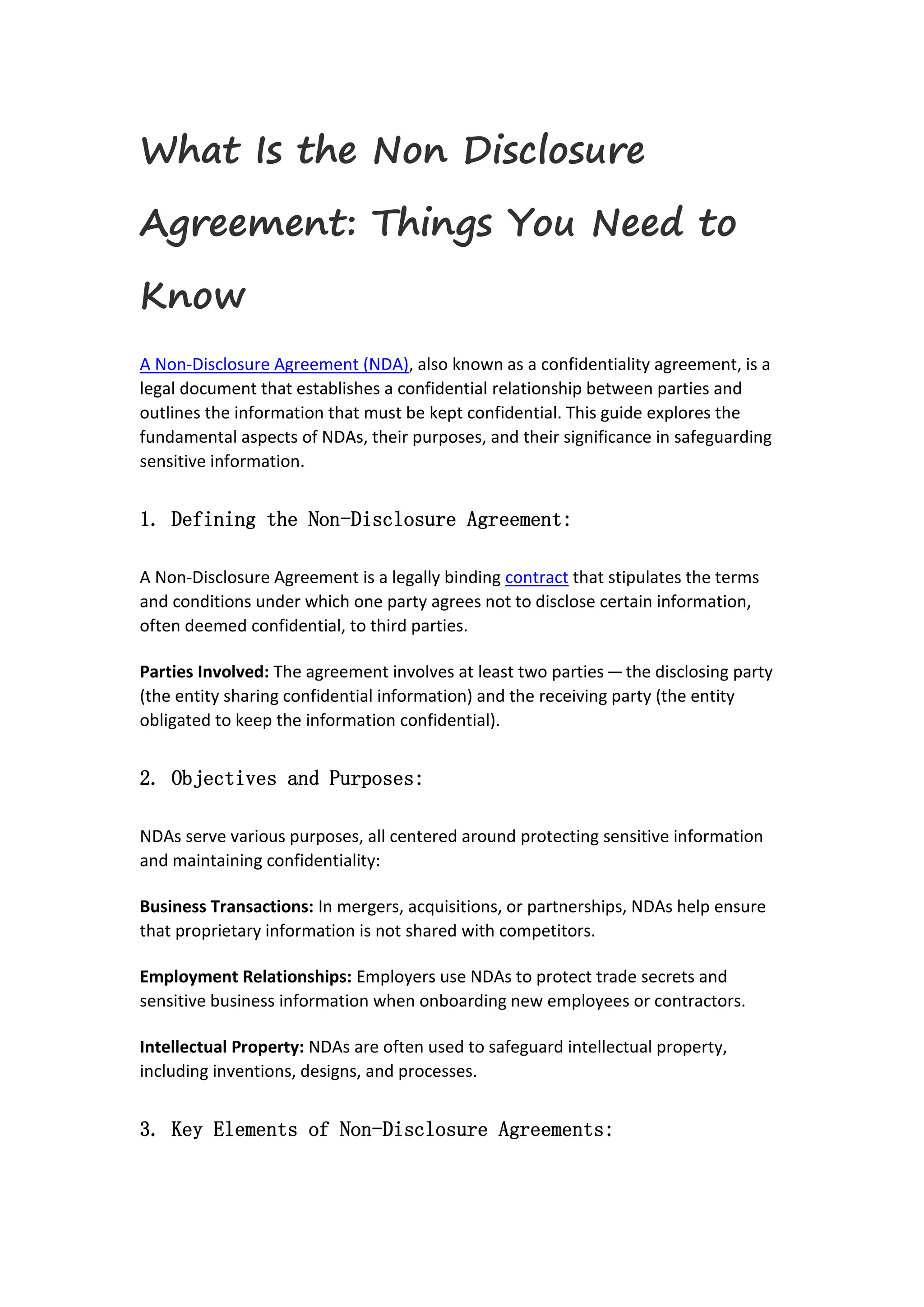 What Is the Non Disclosure Agreement: Things You Need to Know | DOC