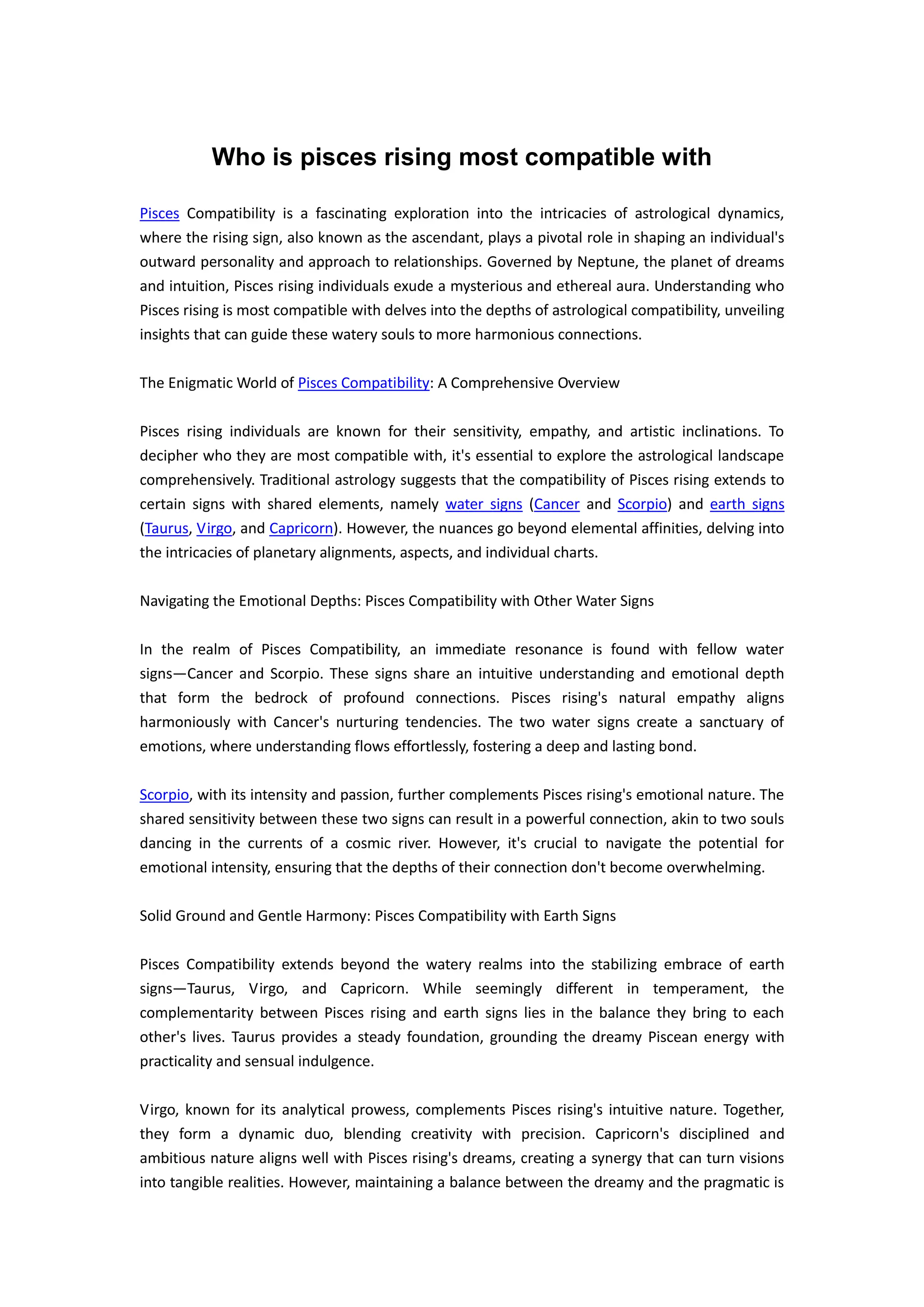 Who is pisces rising most compatible with | DOC