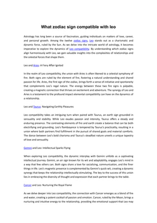 What zodiac sign compatible with leo | DOC