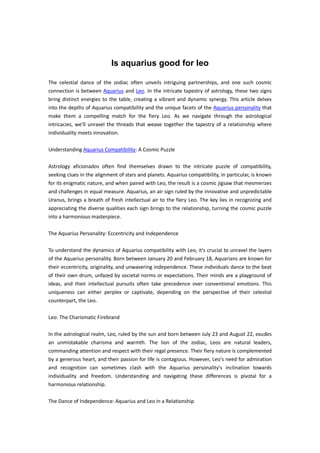 Is aquarius good for leo | DOC