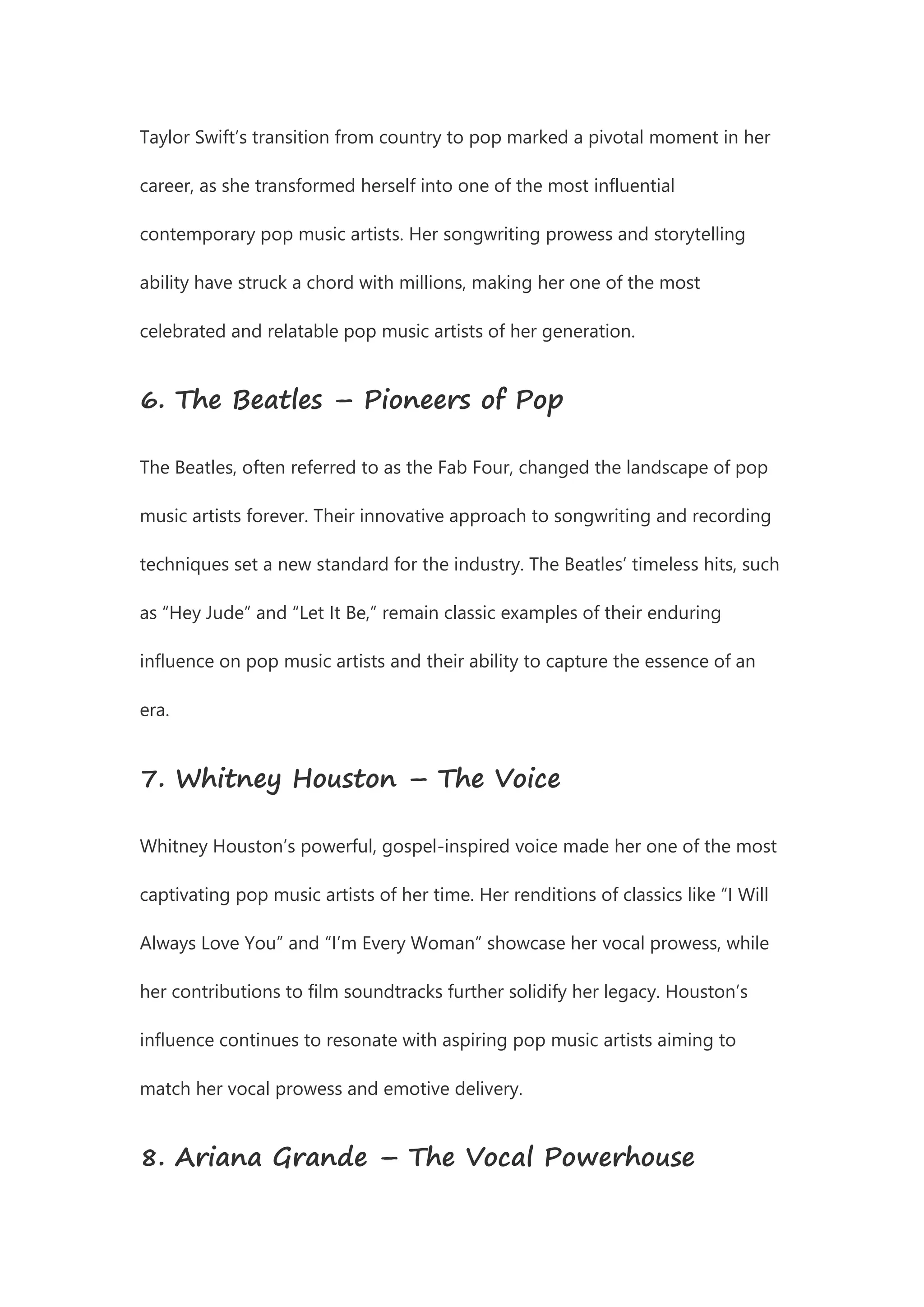 Top 30 Pop Music Artists of All Time | DOC