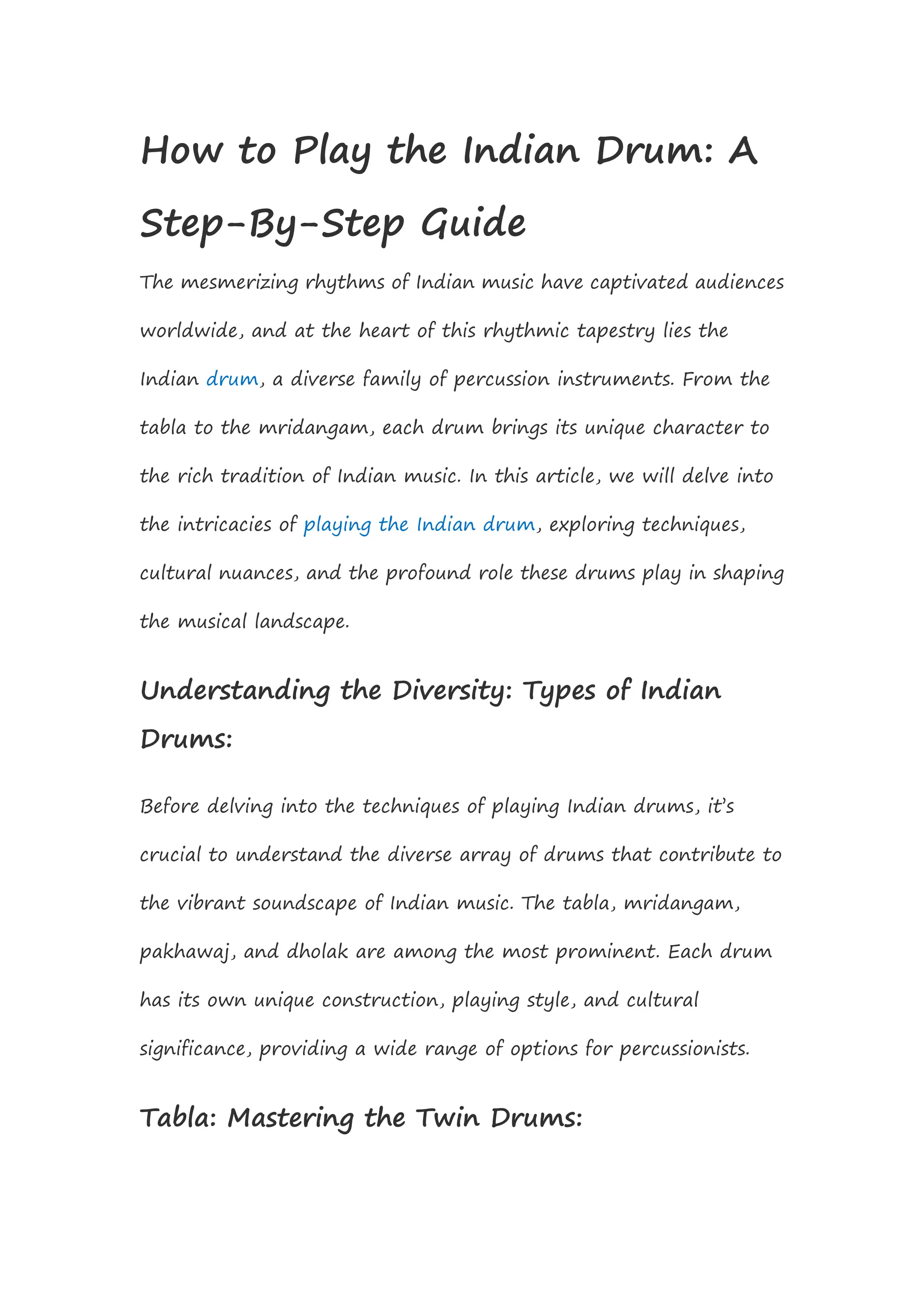 How to Play the Indian Drum: A Step-By-Step Guide | DOC