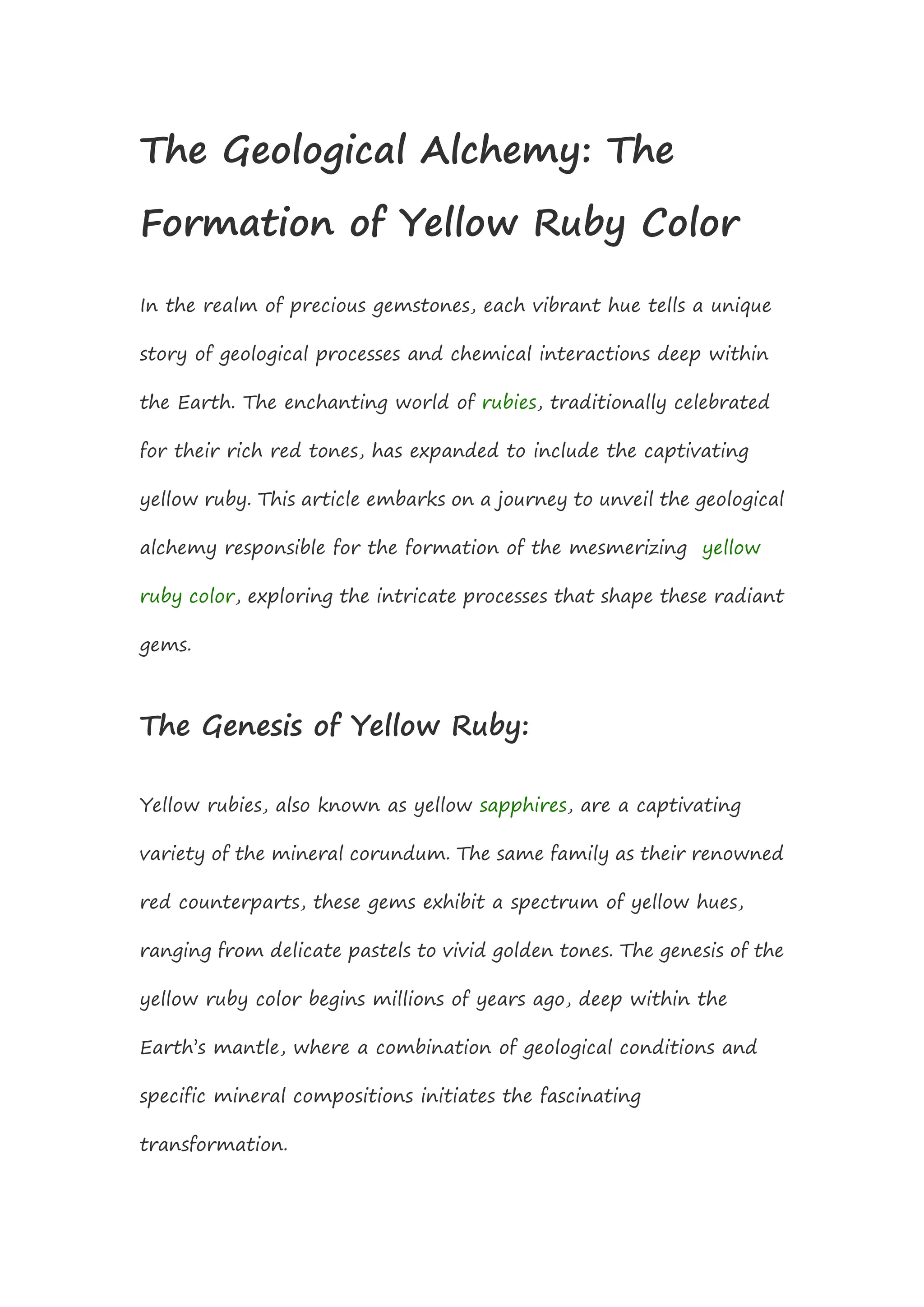 The Geological Alchemy: The Formation of Yellow Ruby Color | PDF