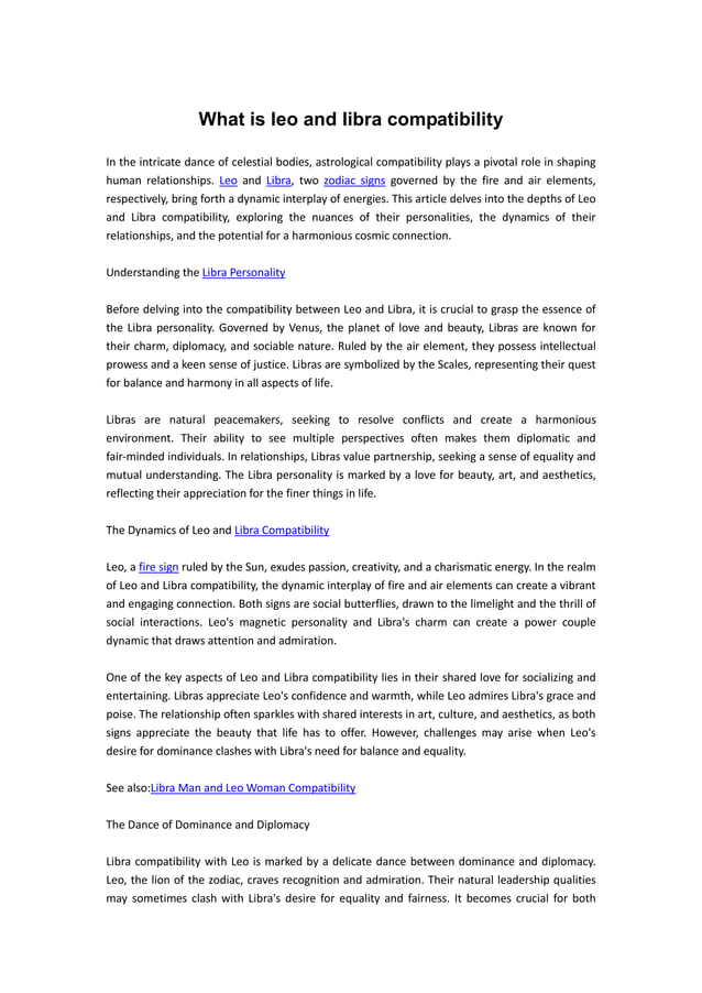 What is leo and libra compatibility | PDF