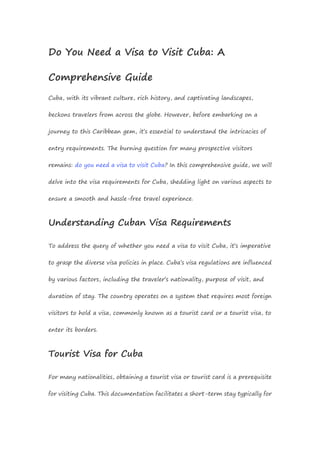 Do You Need a Visa to Visit Cuba: A Comprehensive Guide | PDF