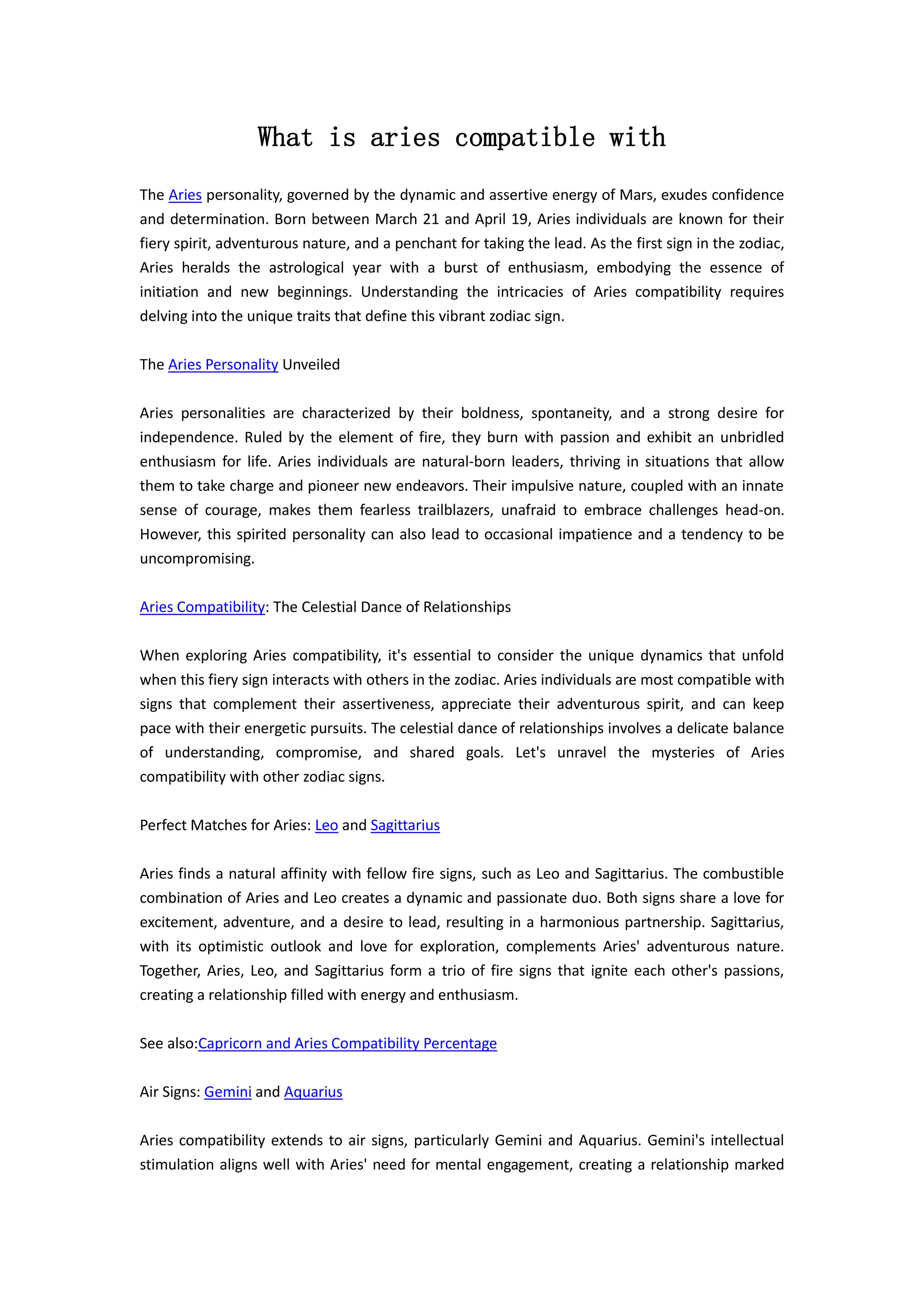 What is aries compatible with | DOCX
