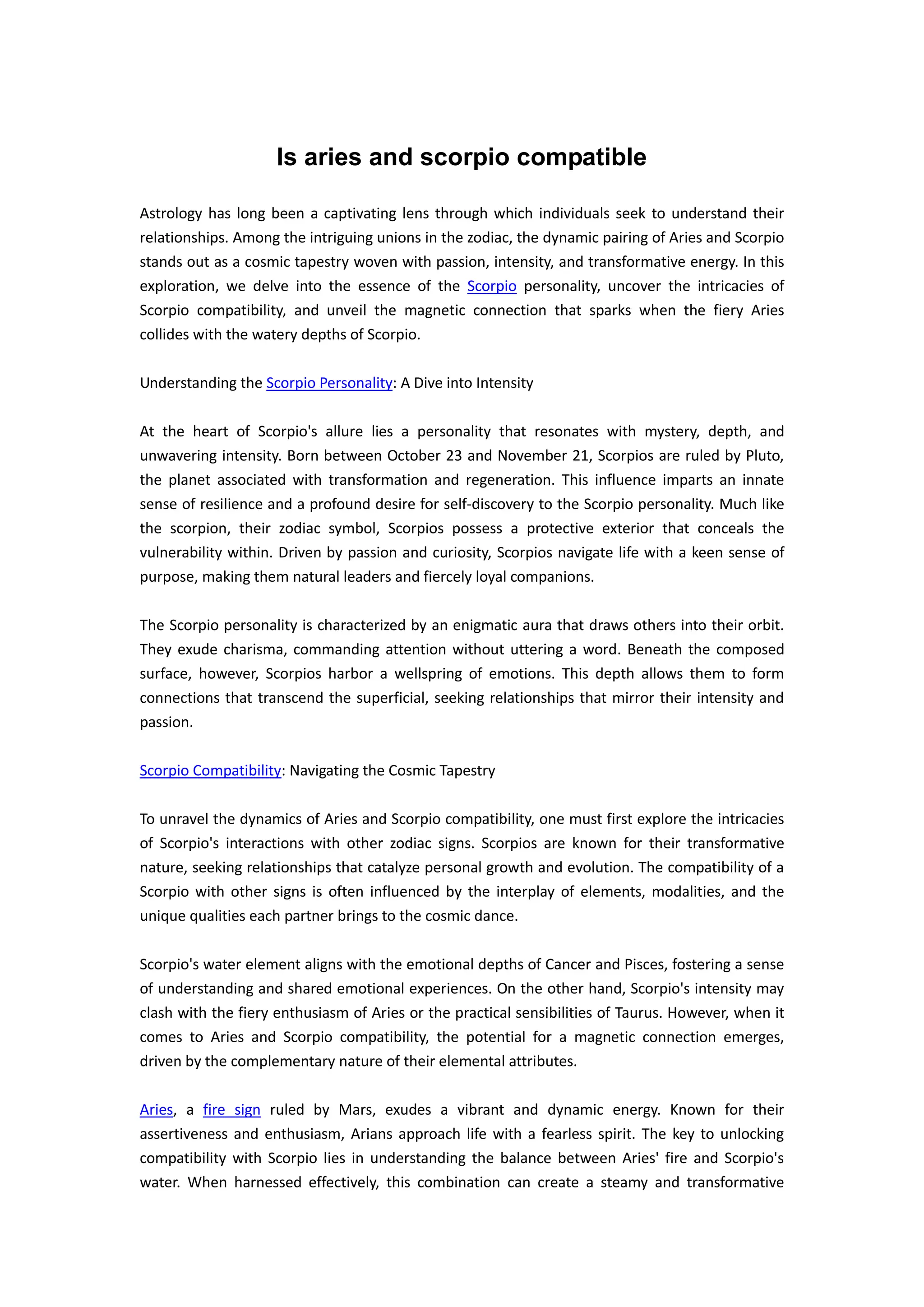 Is aries and scorpio compatible | DOC