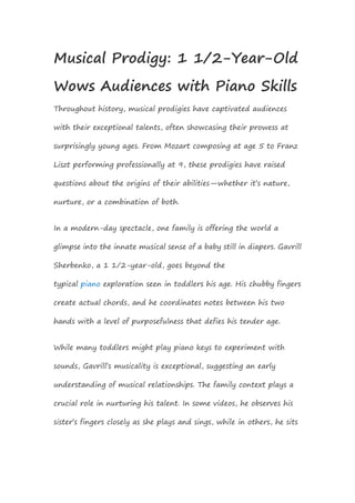 Musical Prodigy: 1 1/2-Year-Old Wows Audiences with Piano Skills | PDF