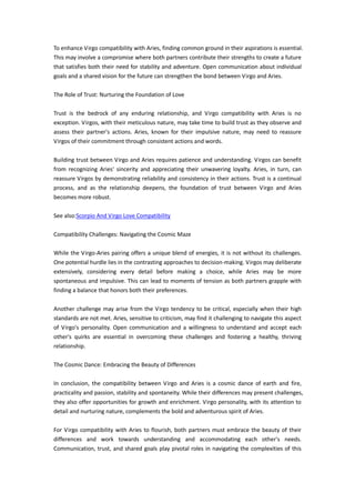 What is the compatibility between Virgo and Aries | DOC