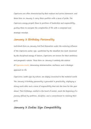 January 3 Birthday Capricorn Personality: Traits, Compatibility & More ...
