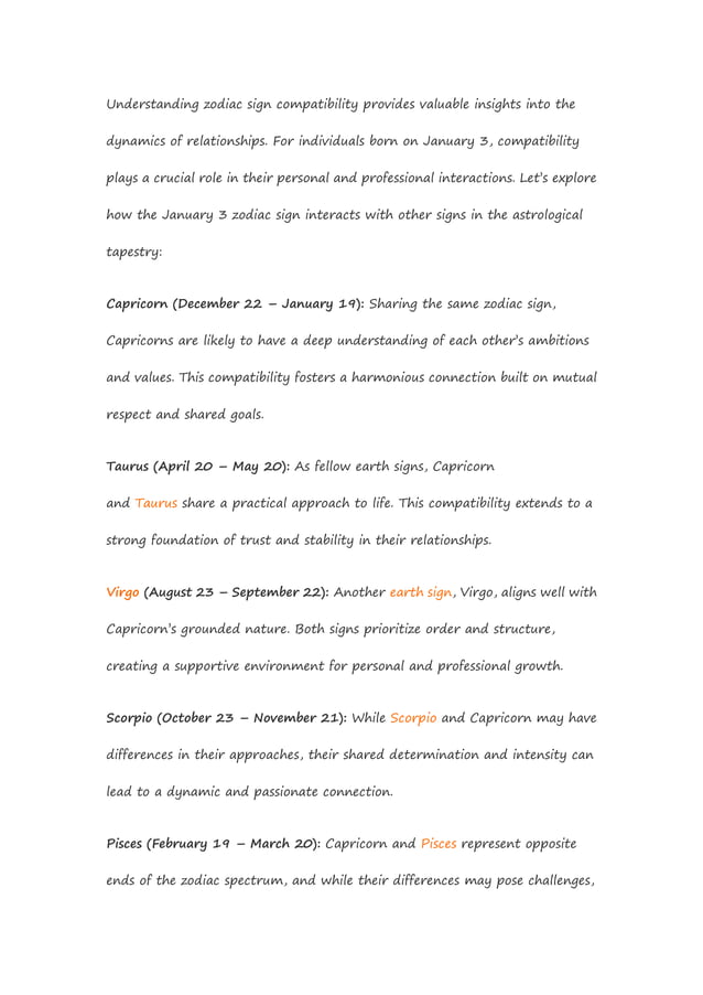 January 3 Birthday Capricorn Personality: Traits, Compatibility & More ...