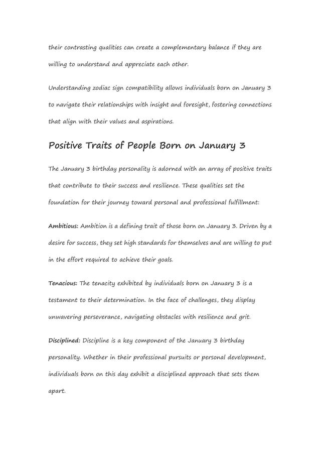 January 3 Birthday Capricorn Personality: Traits, Compatibility & More ...