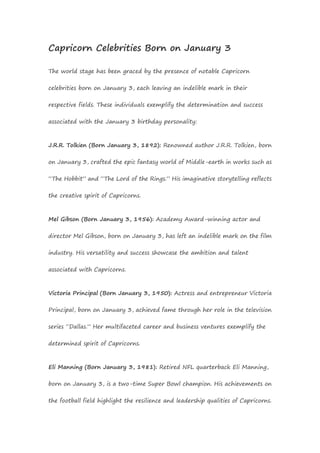 January 3 Birthday Capricorn Personality: Traits, Compatibility & More ...