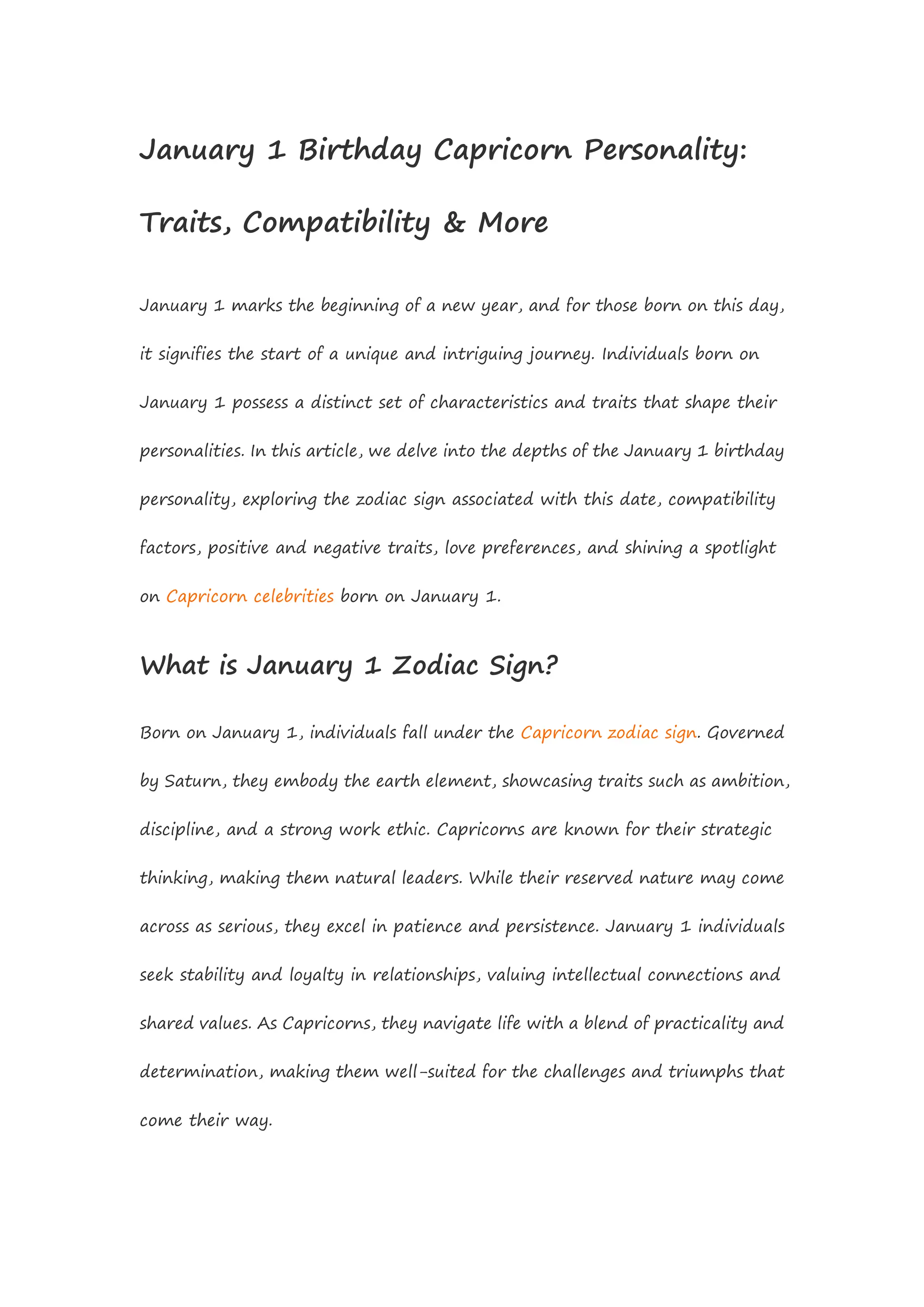 January 1 Birthday Capricorn Personality: Traits, Compatibility & More ...