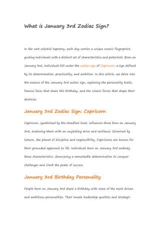 What is January 3rd Zodiac Sign? | PDF