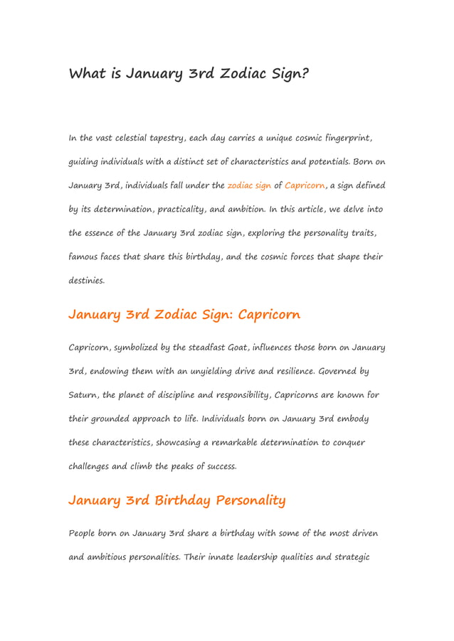 What is January 3rd Zodiac Sign? | PDF