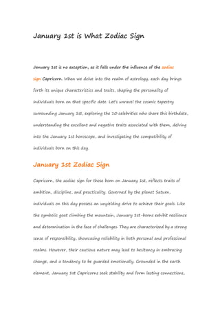 January 1st is What Zodiac Sign | DOC | Astrology | Religion & Spirituality