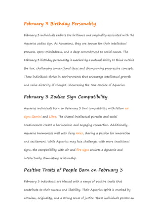 February 3 Birthday Aquarius Personality (All You Need to know) | DOC