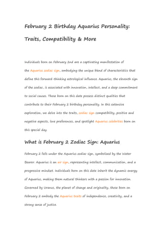 February 2 Birthday Aquarius Personality: Traits, Compatibility & More ...