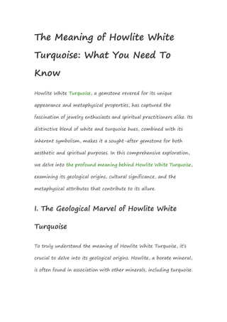 The Meaning of Howlite White Turquoise: What You Need To Know | DOC