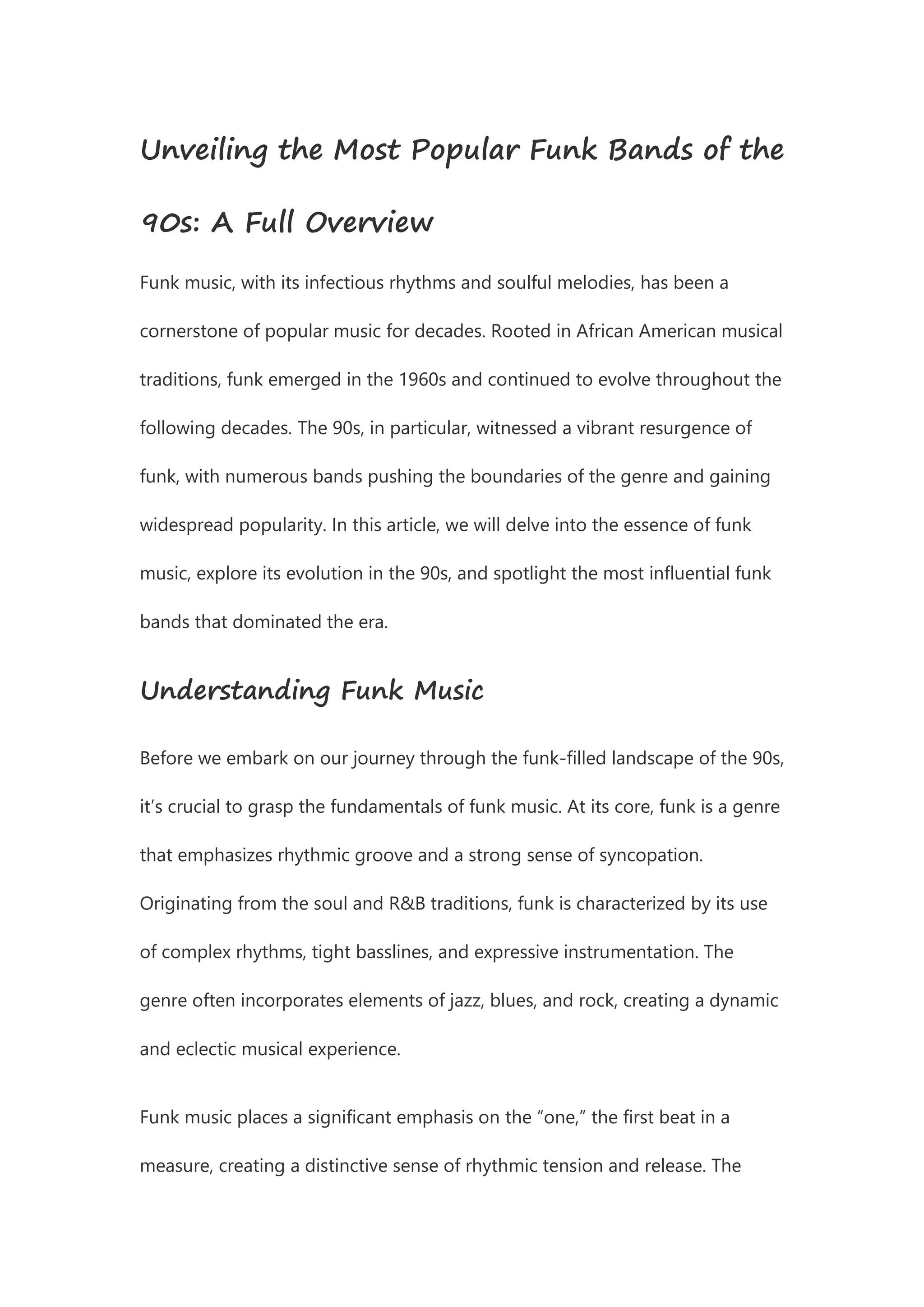 Unveiling the Most Popular Funk Bands of the 90s: A Full Overview | PDF