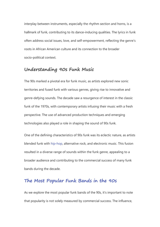 Unveiling the Most Popular Funk Bands of the 90s: A Full Overview | PDF
