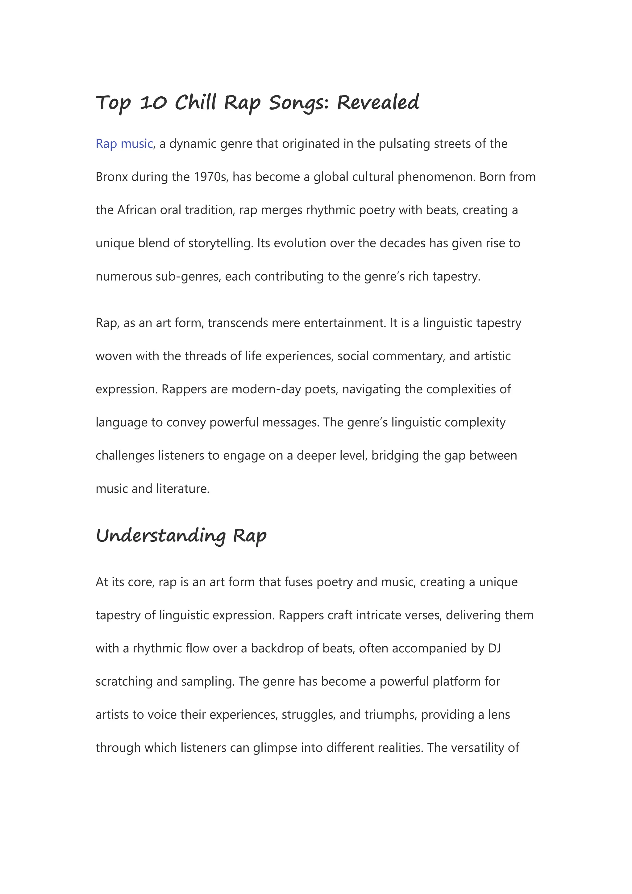 Top 10 Chill Rap Songs: Revealed | DOC | Hip Hop Music | Music