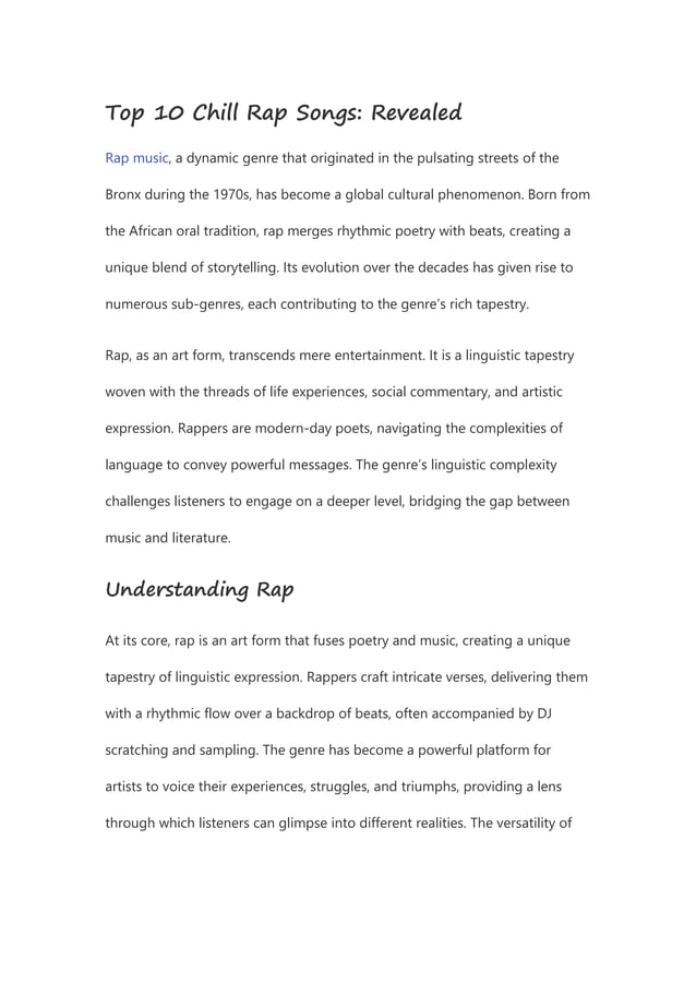 Top 10 Chill Rap Songs: Revealed | DOC | Hip Hop Music | Music