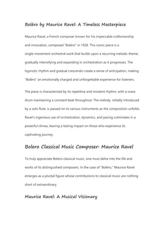 Unveiling the Essence of Bolero Classical Music: Compositions & Music | DOC