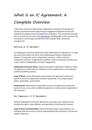 What Is an IC Agreement: A Complete Overview | DOC
