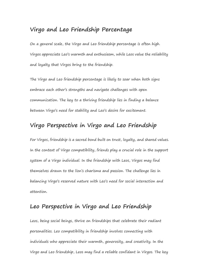 All You Need to Know About Virgo and Leo Friendship Compatibility | DOC