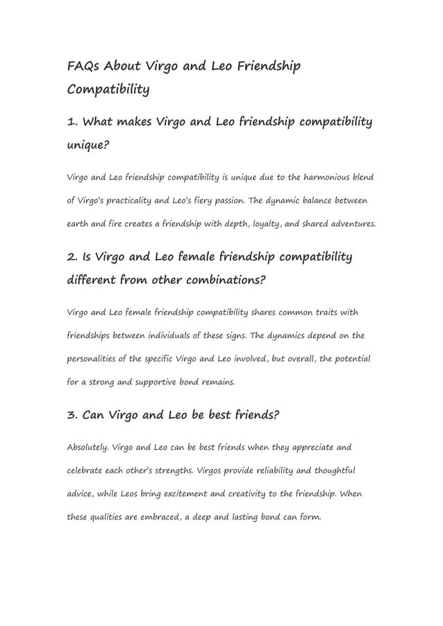 All You Need to Know About Virgo and Leo Friendship Compatibility | DOC