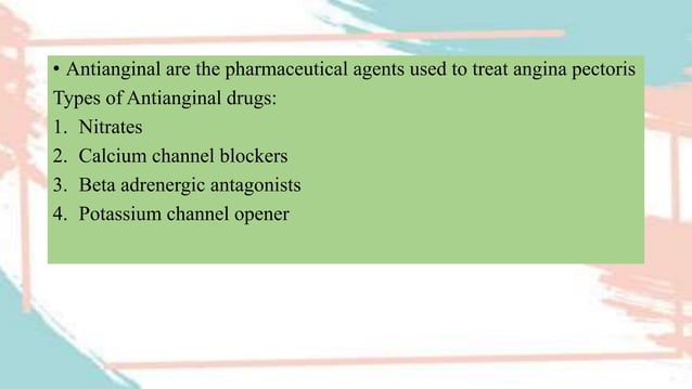 Pharmacology of Antianginal Drug, B.sc Nursing | PPT