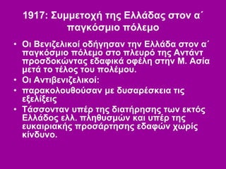 Ο εθνικός διχασμός (1915-1922) α. Από την παραίτηση του Βενιζέλου έως ...