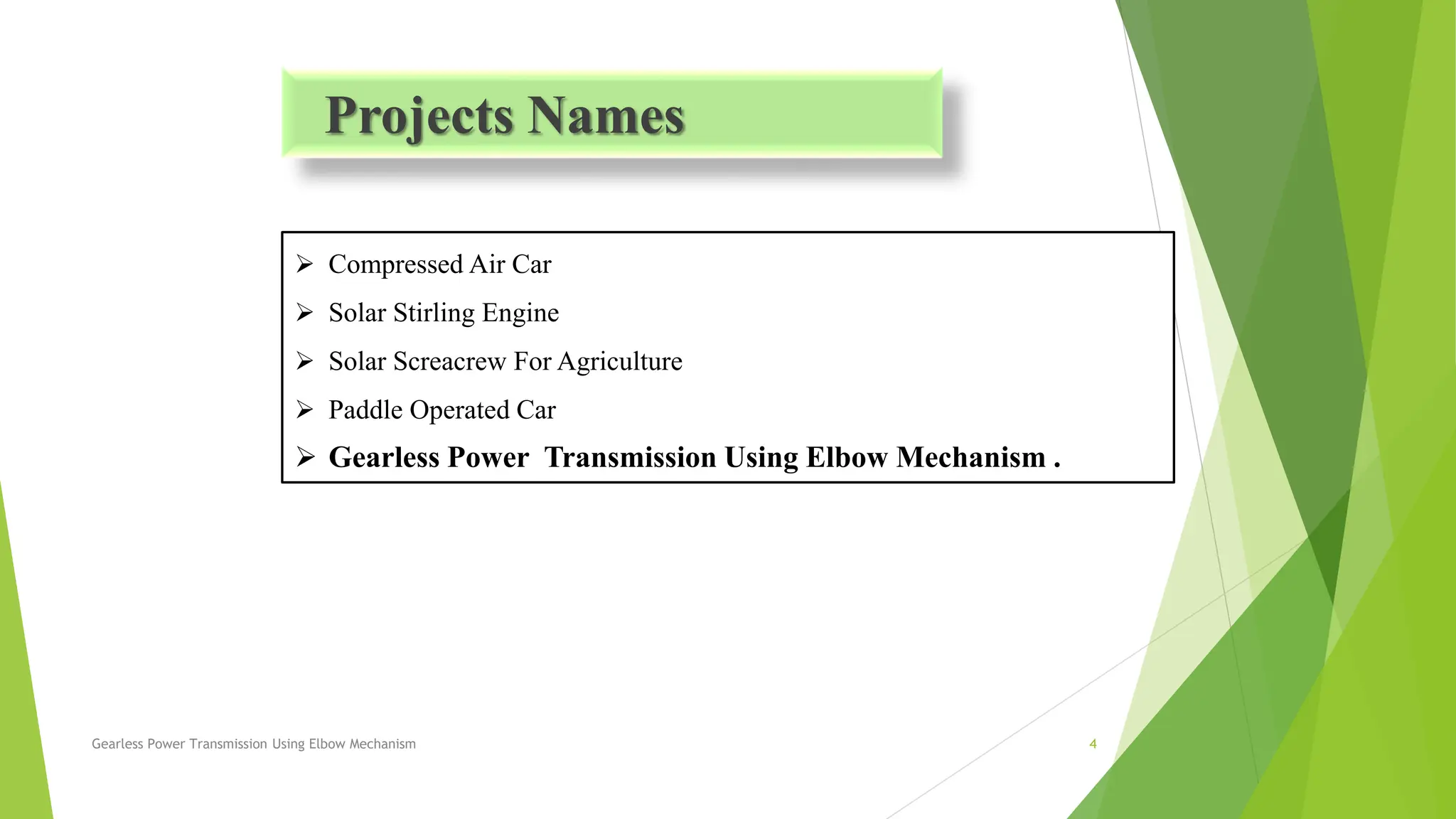 gearless power transmission using elbow mechanism | PPTX
