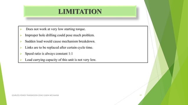 gearless power transmission using elbow mechanism | PPTX