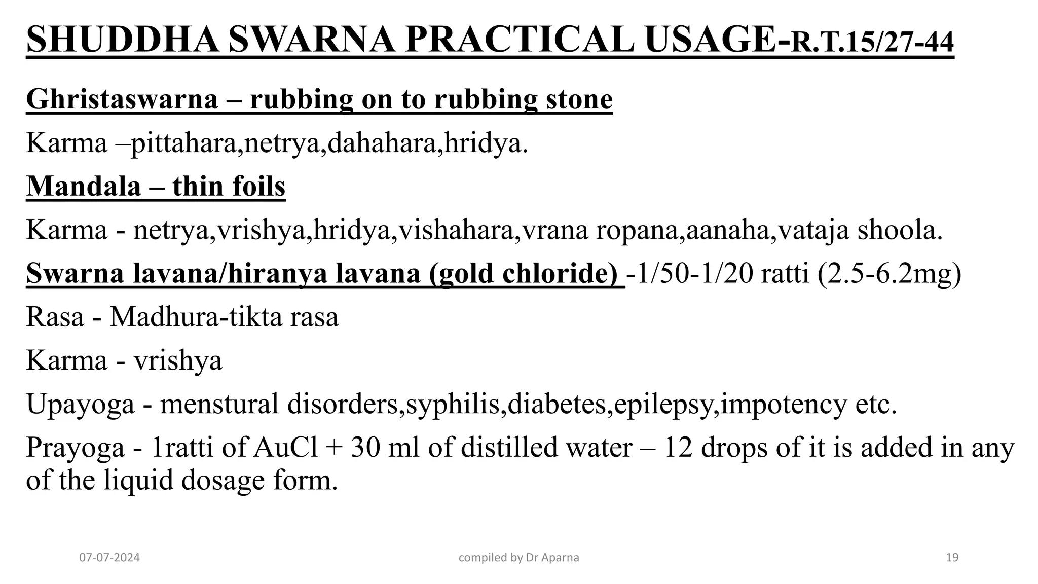 Swarna and Rajata-Gold and Silver as per Ayurveda | PPTX