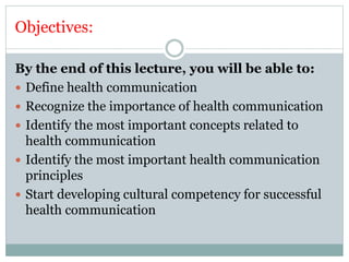 اHealth communication for undergraduate students | PPTX