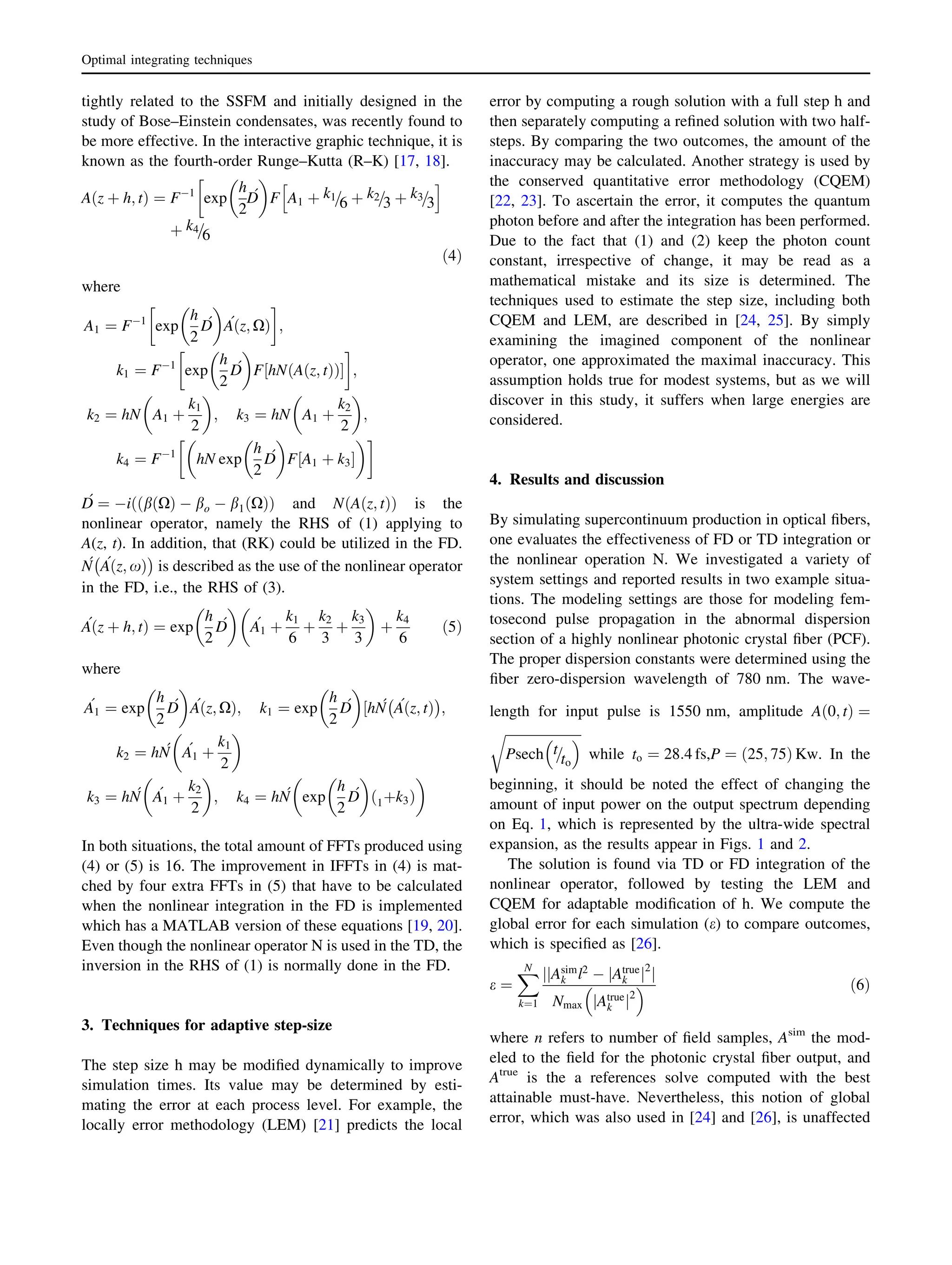 Optimal integrating techniques for supercontinuum simulations | PDF
