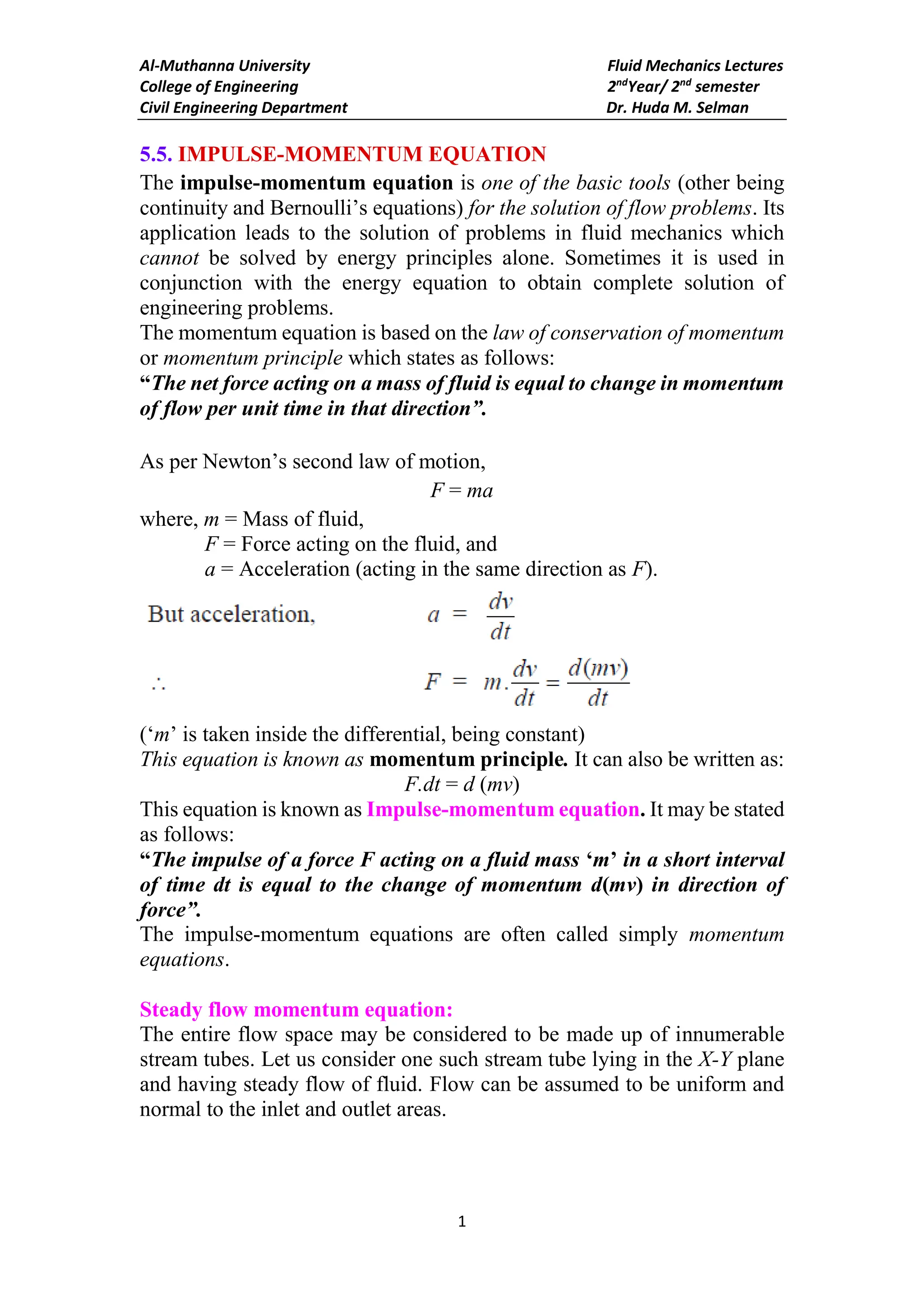 fluid mechanics lectures fluid mechanics lectures | PDF