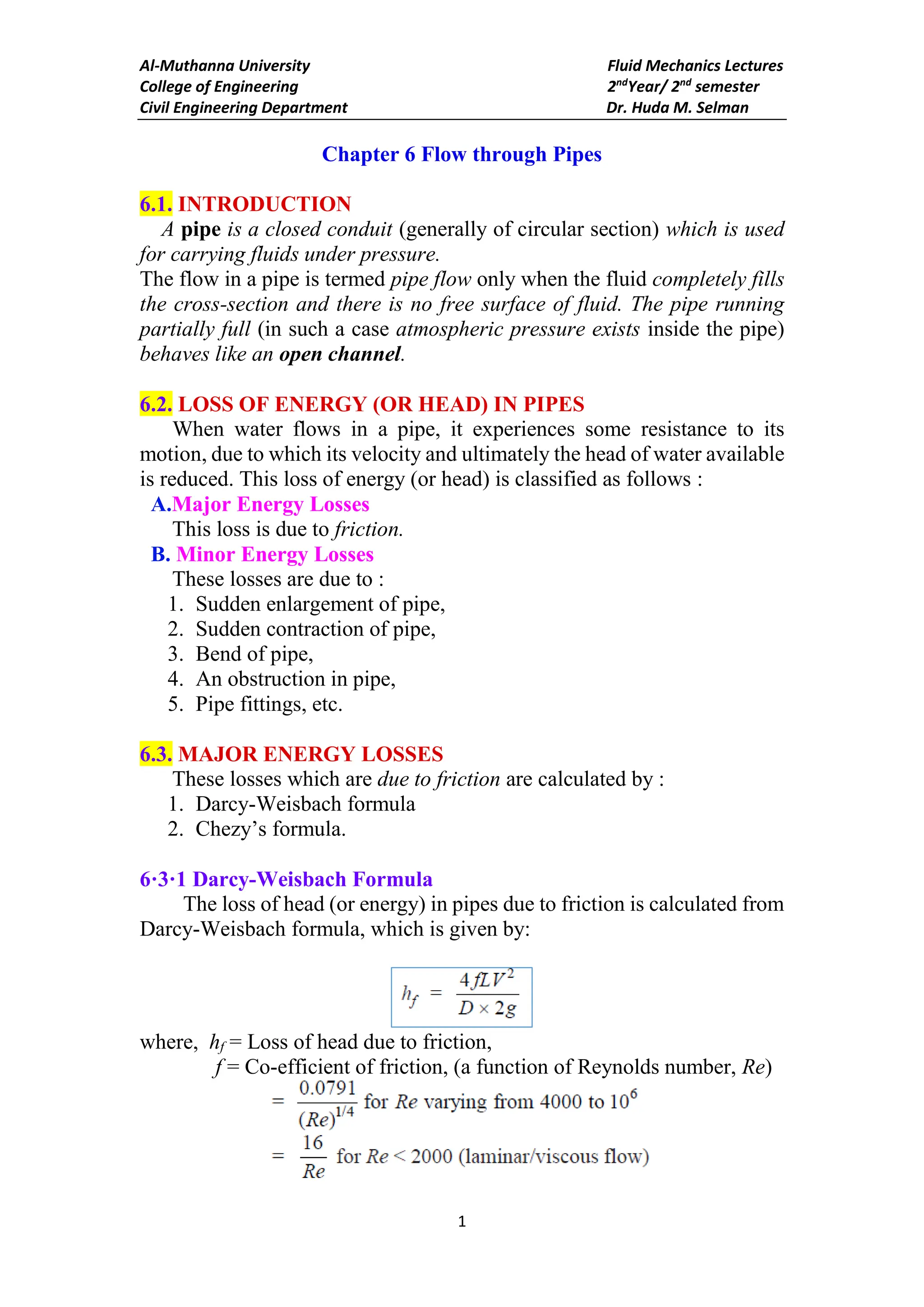 fluid mechanics lectures fluid mechanics lectures | PDF
