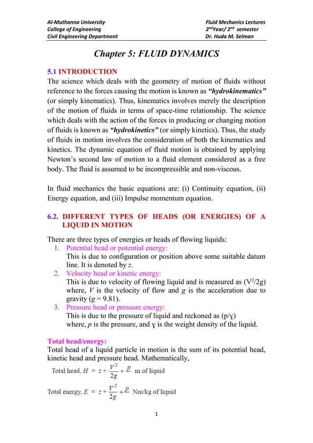 fluid mechanics lectures fluid mechanics lectures | PDF