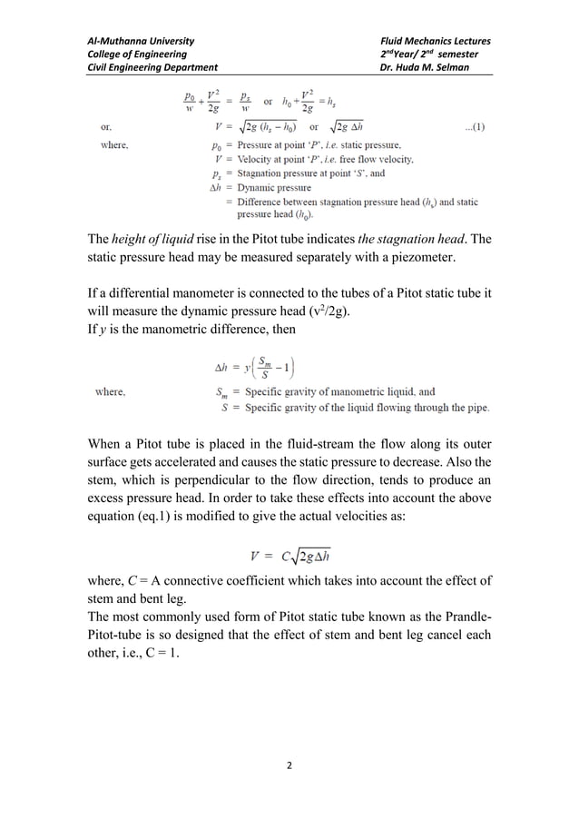 fluid mechanics lectures fluid mechanics lectures | PDF