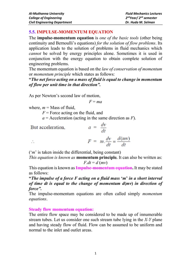 fluid mechanics lectures fluid mechanics lectures | PDF