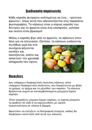 Παρουσίαση για τα κάσιους (ξηροί καρποί) | PDF