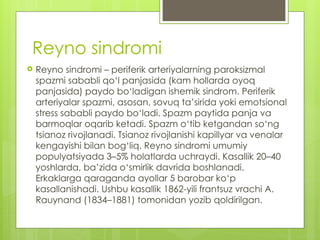 " About Raynaud's sindrome " | PPTX