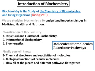 Biochemistry is the Study of the Chemistry of Biomolecules and Living ...