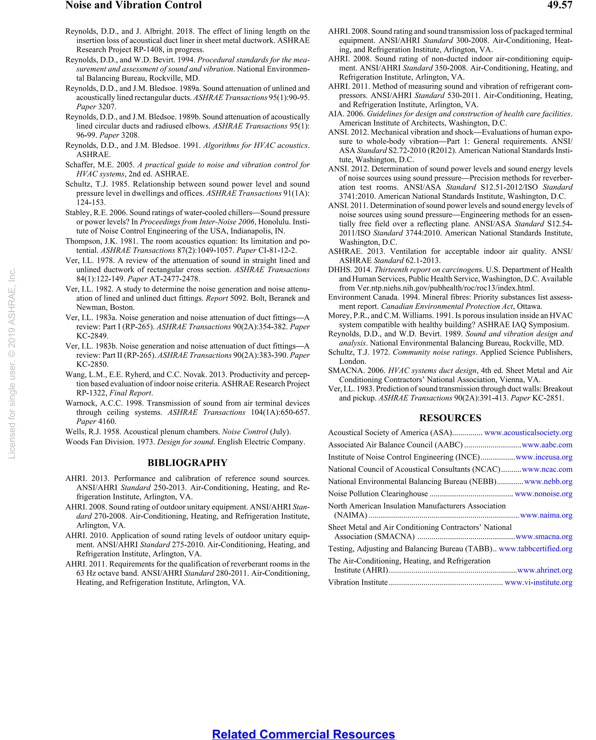 ASHRAE 2019 CHAPTER 48. NOISE AND VIBRATION CONTROL | PDF