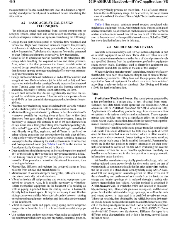 ASHRAE 2019 CHAPTER 48. NOISE AND VIBRATION CONTROL | PDF
