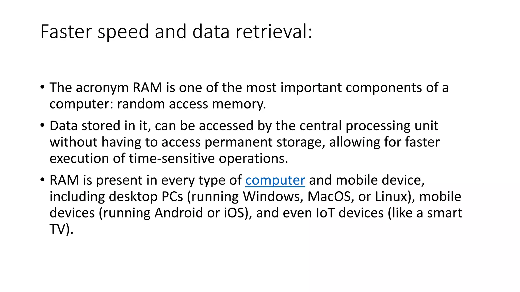 Random access memory.pptx | Data Storage and Warehousing | Computing